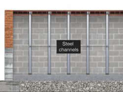 Steel Channel Basement Wall Straightening in Chicagoland
